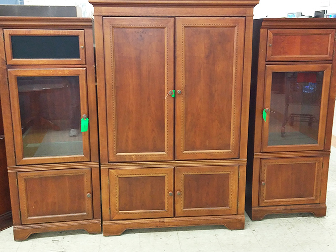 Solid wood craftsmanship that puts today's particle board to shame – furniture from an era when things were built to become heirlooms.