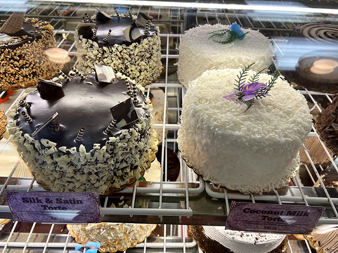 Cake nirvana exists in Camp Hill. The coconut masterpiece on the right looks like it fell from a cloud and landed in a snowdrift of sweetness.