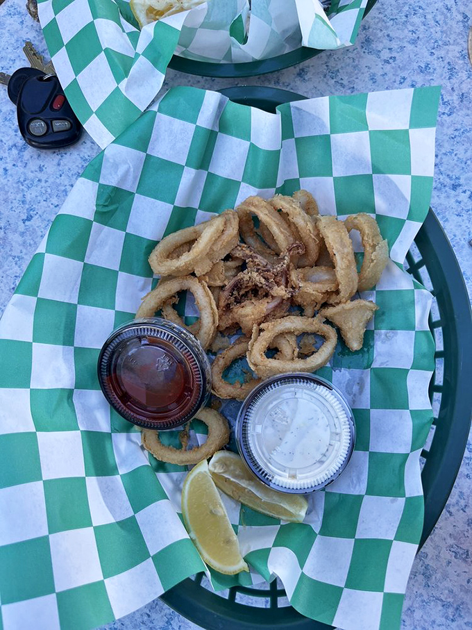 Calamari that's tender, not rubbery &ndash; the unicorn of seafood appetizers. Those dipping sauces aren't just condiments, they're supporting actors in a delicious drama.