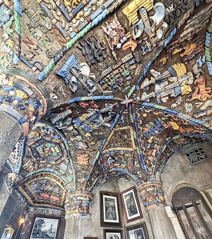 Look up! The ceiling's a kaleidoscopic explosion of embedded treasures that'll give you the most artistic neck crick ever.