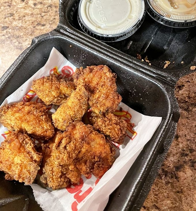 Chicken bites with attitude&mdash;crispy, seasoned coating protecting juicy meat within. Comfort food that doesn't need to show off.