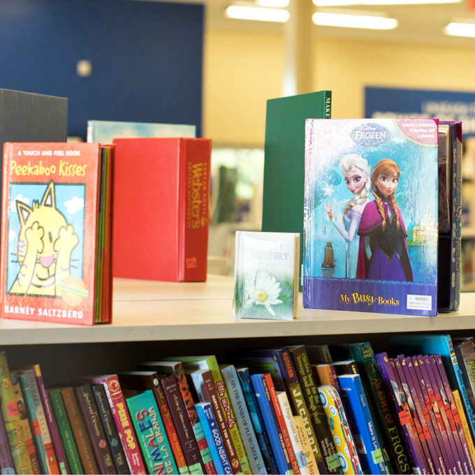From childhood classics to Frozen favorites, the book section offers literary adventures starting at pocket-change prices.