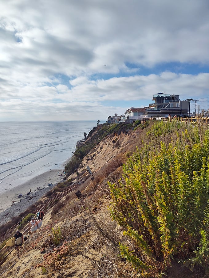 The dramatic cliffs of Beacon's Beach tell California's geological story one erosion at a time. Mother Nature's ongoing construction project.