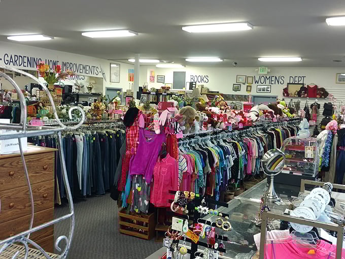 The women's department, where vintage treasures hide among everyday finds. Like a fashion safari where patience rewards the keen-eyed hunter.