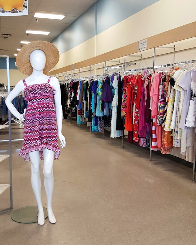 Fashion democracy in action&mdash;where summer dresses and professional attire share the same real estate, all at prices that feel like typos.