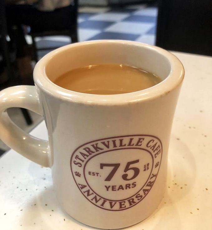 That sturdy mug announces 75 years of caffeinating Starkville, one perfect pour of diner coffee at a time.