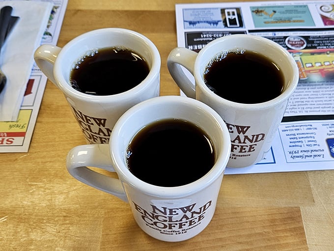 Strong, honest coffee served in classic mugs that get refilled before you even realize your cup's running low. 
