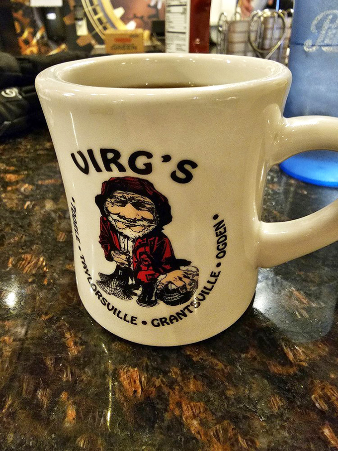 That mug isn't just holding coffee; it's cradling liquid motivation with the promise that refills are just a friendly nod away.