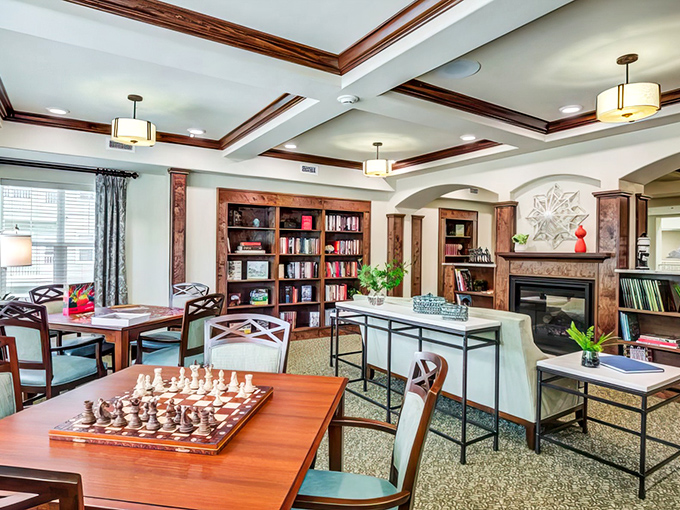 Proof that common areas can be inviting without resembling a doctor's office waiting room.