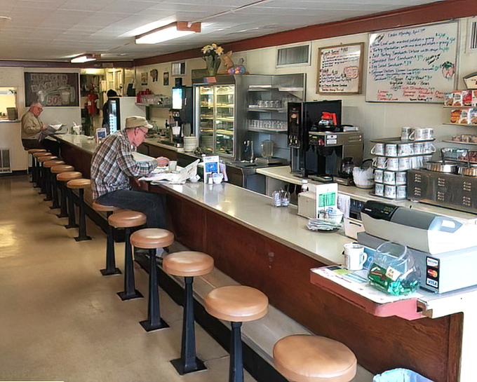 The counter where regulars have solved world problems over coffee for decades. Some stools could probably write memoirs about their occupants.