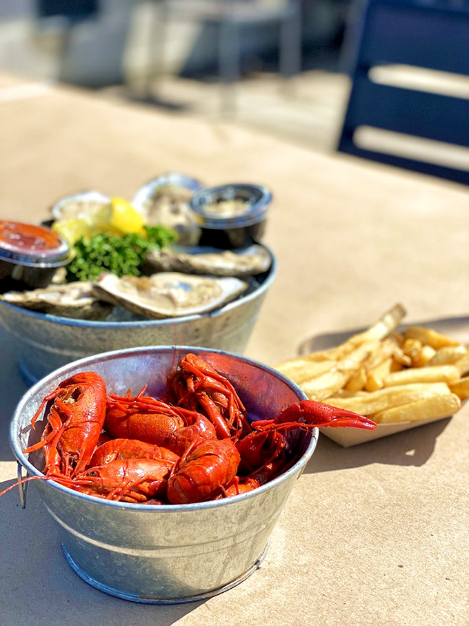 Crawfish in metal buckets&mdash;the Chesapeake's answer to Southern boils. These little red crustaceans demand you slow down and savor each sweet, tender morsel.