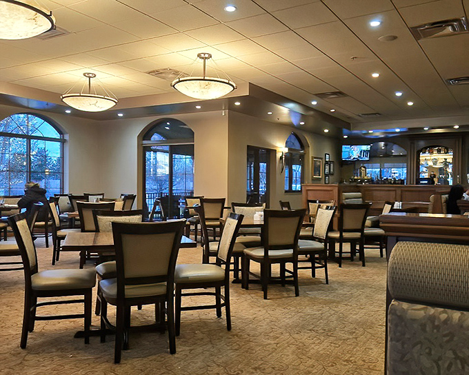 The dining area strikes that perfect balance between "nice enough for a special occasion" and "comfortable enough to linger over coffee."