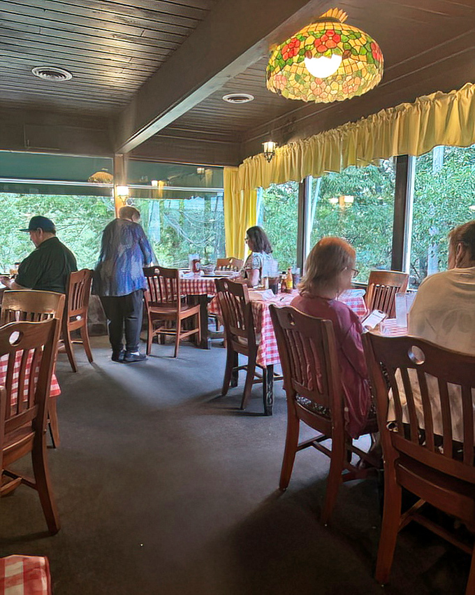 Stained glass lamps cast a warm glow over diners who know that sometimes the best restaurants don't have a dress code.