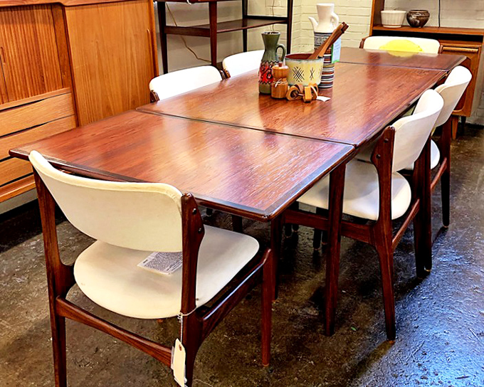 This Danish teak dining set isn't just furniture&mdash;it's a portal to family dinners circa 1965, complete with conversations about moon landings.