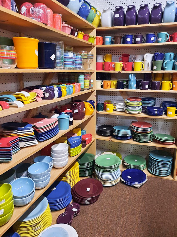 Fiestaware paradise! More colorful than a 1950s movie musical and twice as likely to make you spontaneously redecorate your kitchen.