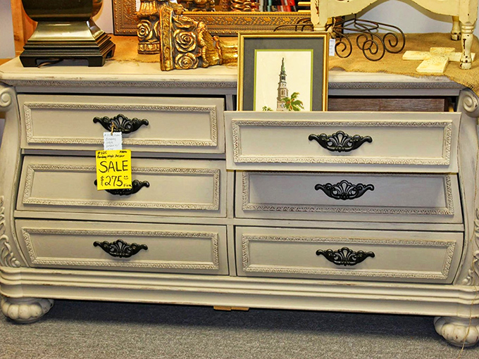 A dresser with more character than most movie sequels. Those drawers have probably held everything from love letters to bell-bottom jeans.