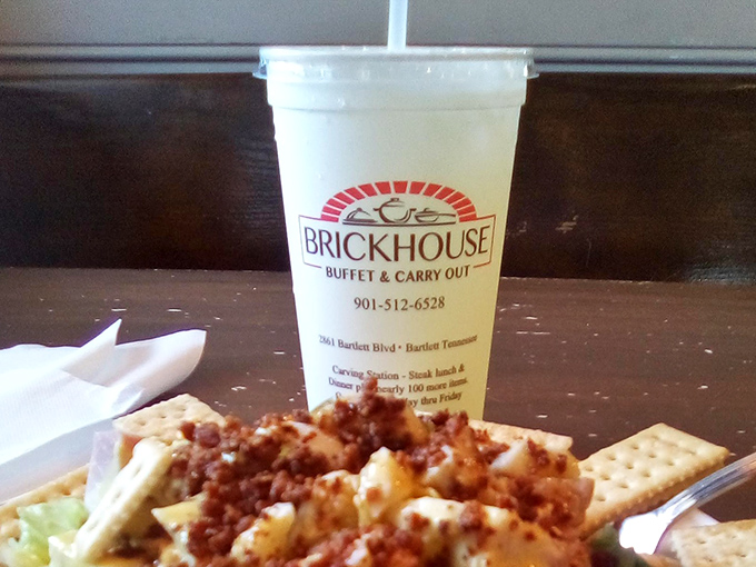 Even the cups wear the Brickhouse brand proudly, standing guard beside what appears to be the opening salvo in a serious buffet campaign.