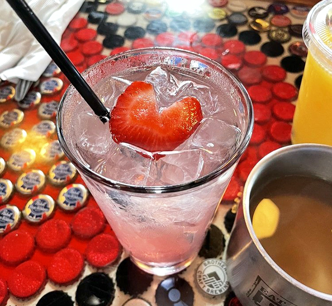 Even the drinks here get the special treatment&mdash;a heart-shaped strawberry floating in a sea of refreshment is pure Love Shack philosophy in liquid form.
