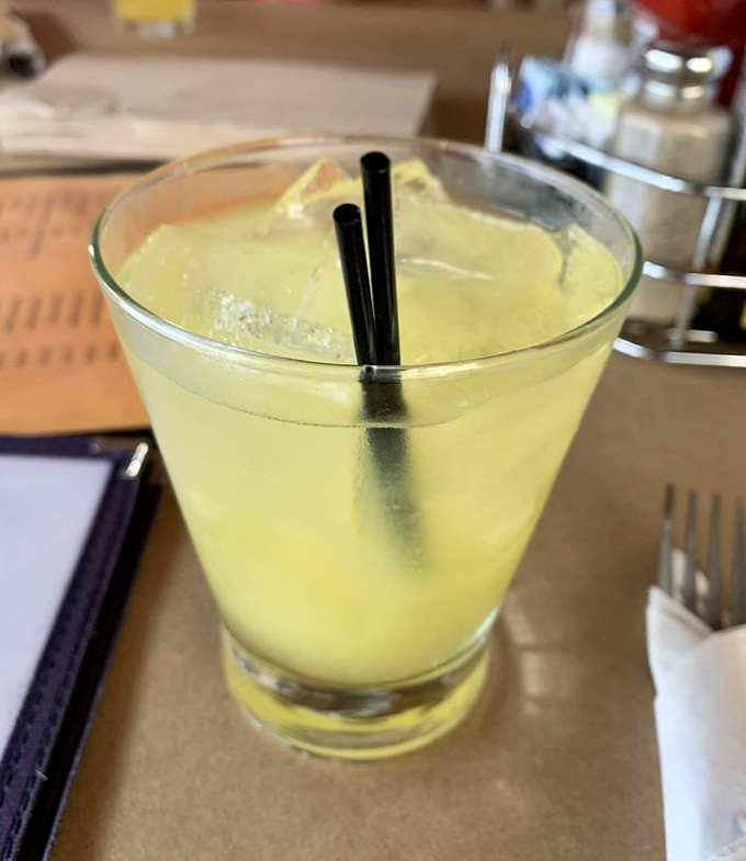 A tall glass of sunshine-yellow lemonade &ndash; the perfect counterpoint to rich seafood. Simple pleasures are often the most satisfying.