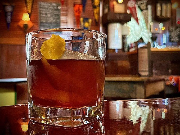 An old fashioned sitting on the bar like liquid amber&mdash;proof that sometimes the classics endure because they're simply perfect as they are. 