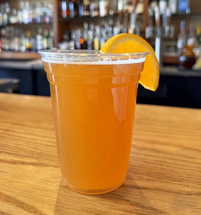 Sweet tea: the house wine of the South. That orange slice isn't just garnish—it's a vitamin C delivery system for your barbecue marathon.