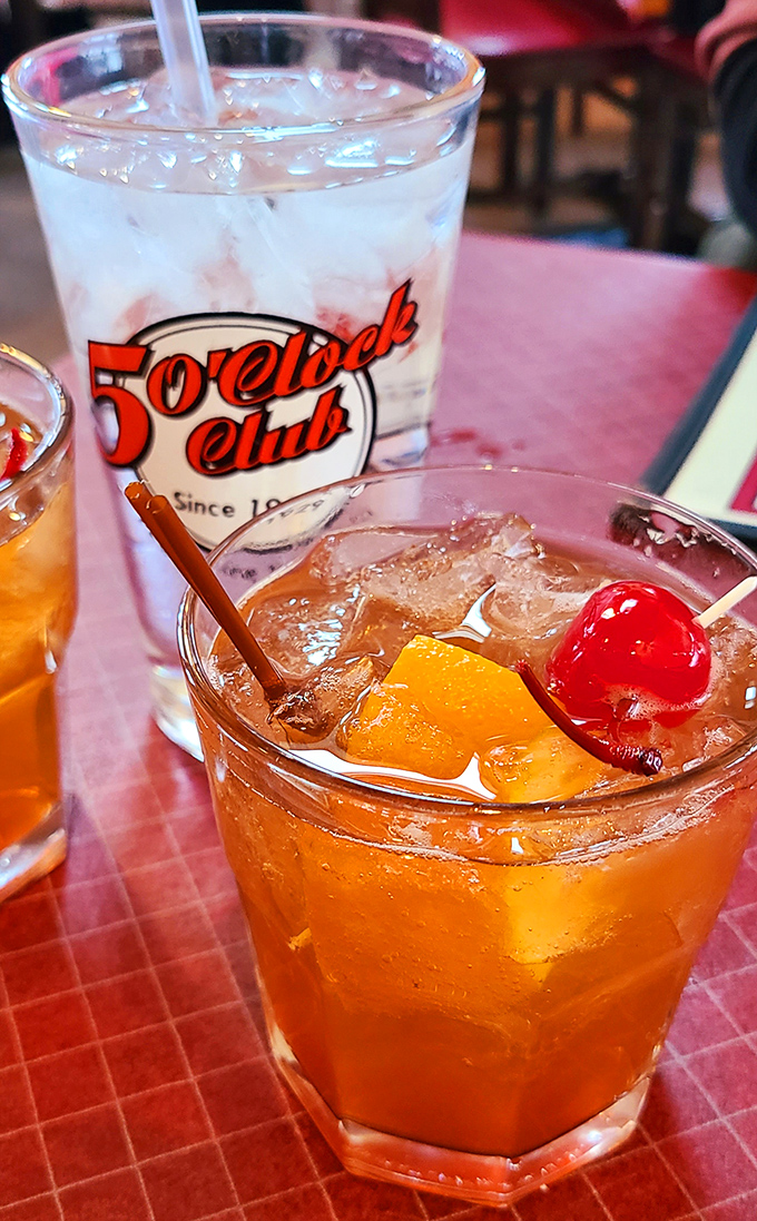 Wisconsin's unofficial state cocktail&mdash;the brandy old fashioned&mdash;garnished with fruit that's not just for show but essential to the experience.