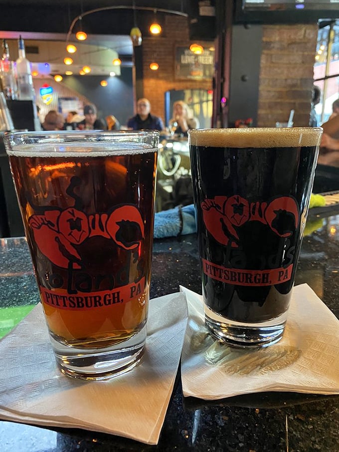 Roland's branded glassware holds liquid courage to help you order that second round of lobster nachos without guilt.