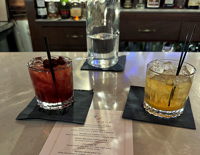 Craft cocktails that double as liquid artwork &ndash; one ruby red, one amber gold &ndash; waiting to complement whatever culinary adventure you choose.