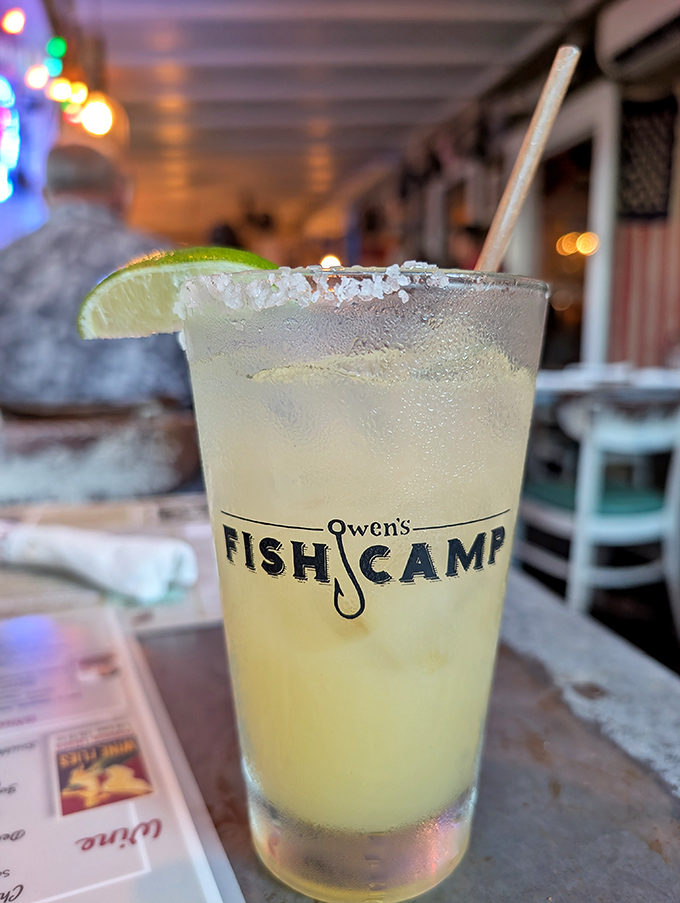 A margarita with the Owen's stamp of approval. The salt rim isn't just garnish; it's an essential supporting character.