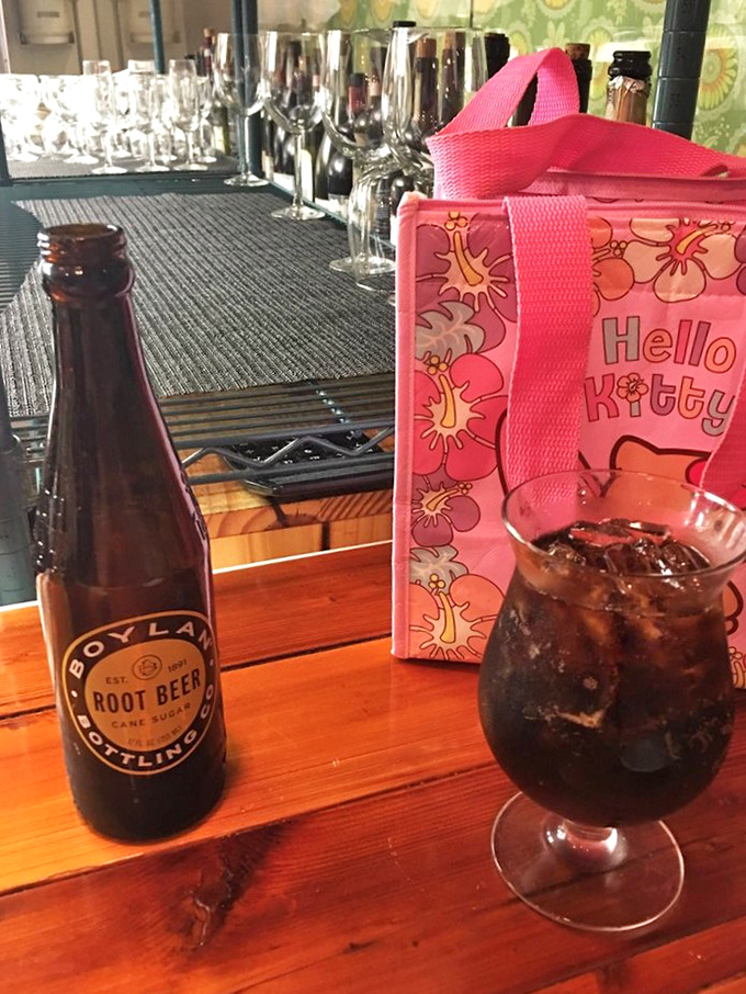 Boylan root beer and a Hello Kitty lunchbox walk into a restaurant &ndash; sounds like someone's having a fun night.