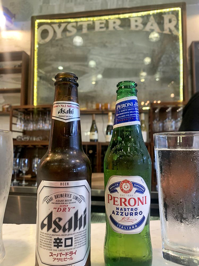 When Asahi meets Peroni at the oyster bar, it's not just a drink&mdash;it's an international summit of refreshment.