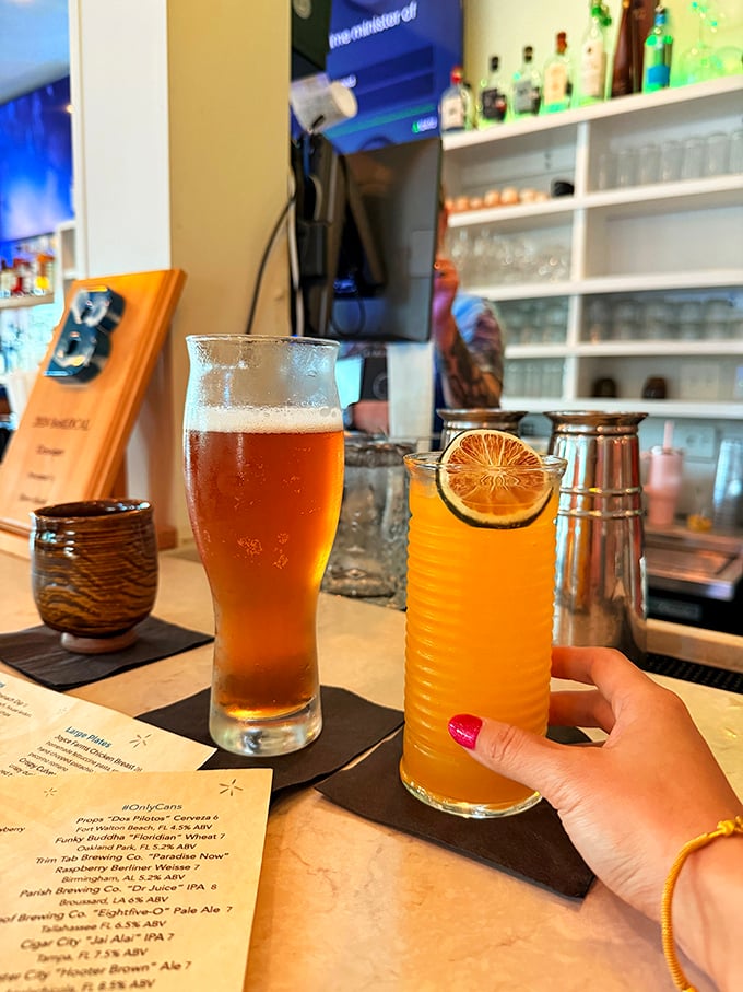 The perfect Florida drinking duo: a craft beer for substance and a citrus cocktail for sunshine in a glass.