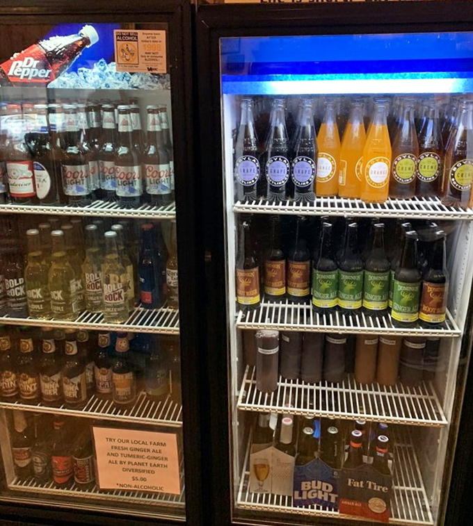 The drink cooler &ndash; where sweet tea and craft sodas await to cool the fire of Carolina hot sauce and rescue parched taste buds.