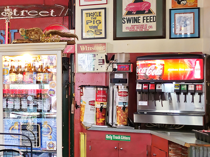 The drink station&mdash;where sweet tea flows like liquid sunshine, ready to cut through the rich smokiness of your barbecue feast.