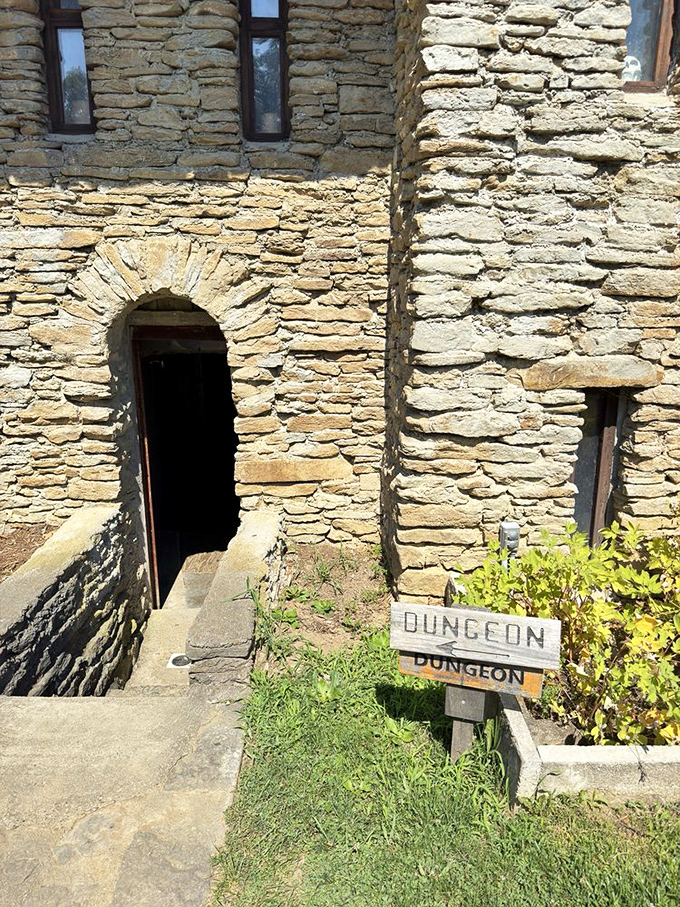 "Dungeon" reads the sign, offering visitors a sobering glimpse into medieval justice. Thankfully, this one comes with an exit and no actual imprisonment.