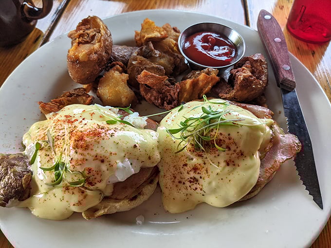 Eggs Benedict gets a glamorous makeover with perfectly poached eggs and hollandaise sauce that would make a French chef weep with joy.