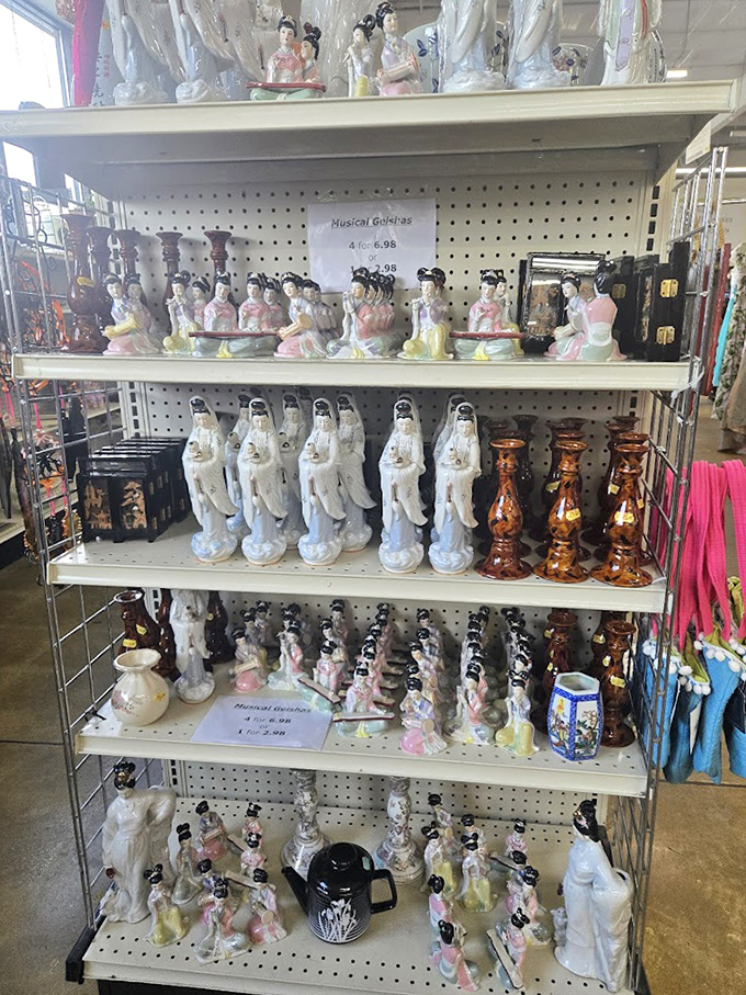 An army of decorative figurines stands at attention, ready to march home and take up residence on your mantelpiece.