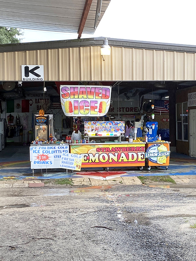 Nothing says "Florida flea market experience" quite like a rainbow of shaved ice flavors to cool you down between bargain-hunting expeditions.