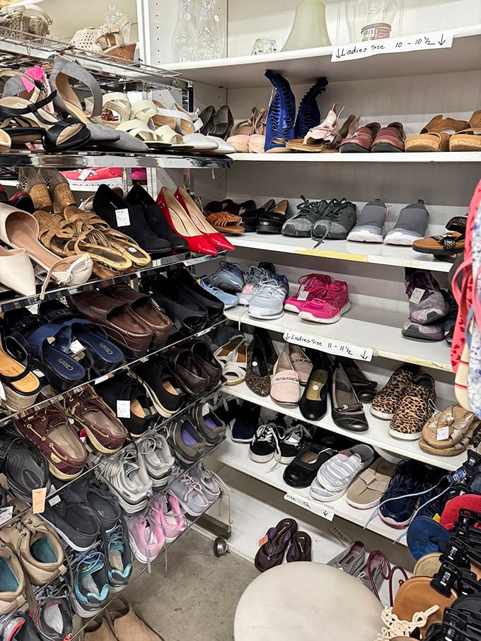 The shoe department rivals Imelda Marcos's closet, with everything from barely-worn heels to practical boots at prices that won't kick your budget.