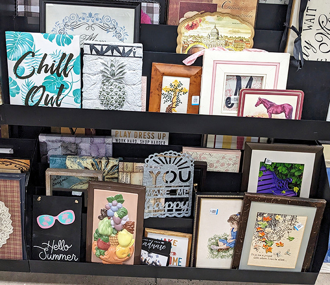 Wall art that spans from "Live, Laugh, Love" to genuine artistic finds. This gallery of second chances offers everything from pineapples to ponies for your personal collection.