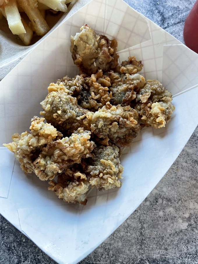 Fried oysters that crunch then melt, transforming from sea treasure to comfort food in seconds. The perfect introduction for oyster skeptics.