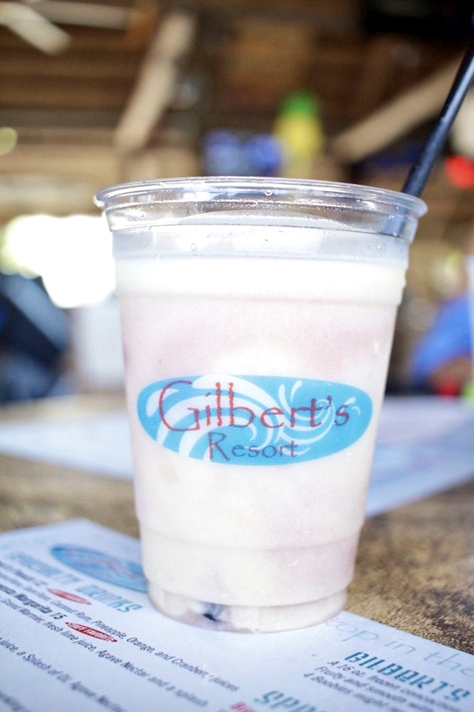 The unofficial Keys uniform: a frosty, creamy cocktail sporting the Gilbert's logo&mdash;your plastic passport to paradise.