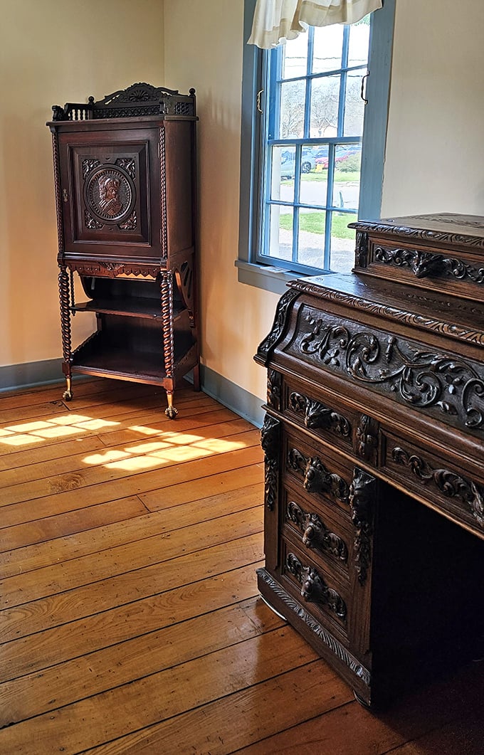 Antique furniture arranged with such care you'll wonder if you've wandered onto a movie set. These pieces have outlived trends for good reason.
