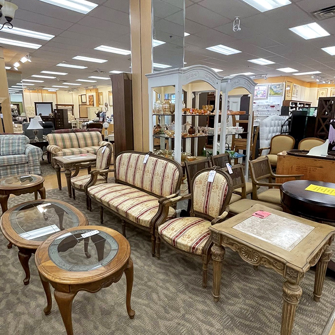 Furniture that whispers "I'm sophisticated" without screaming "I'm expensive" &ndash; the outlet's home goods section is where style meets savings.