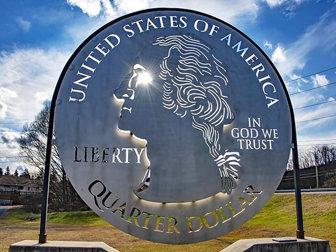 Sunlight streams through the cutout design, creating a dazzling light show that changes with the position of the sun.