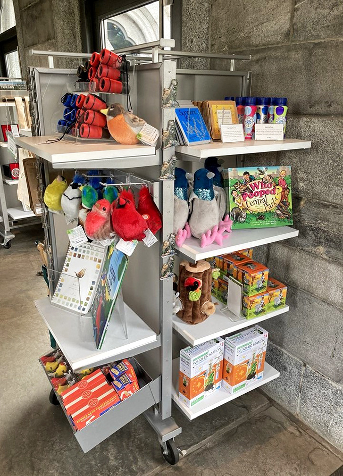 Souvenirs of discovery. The castle's gift shop offers charming mementos, from plush birds to educational materials about Central Park's natural wonders.
