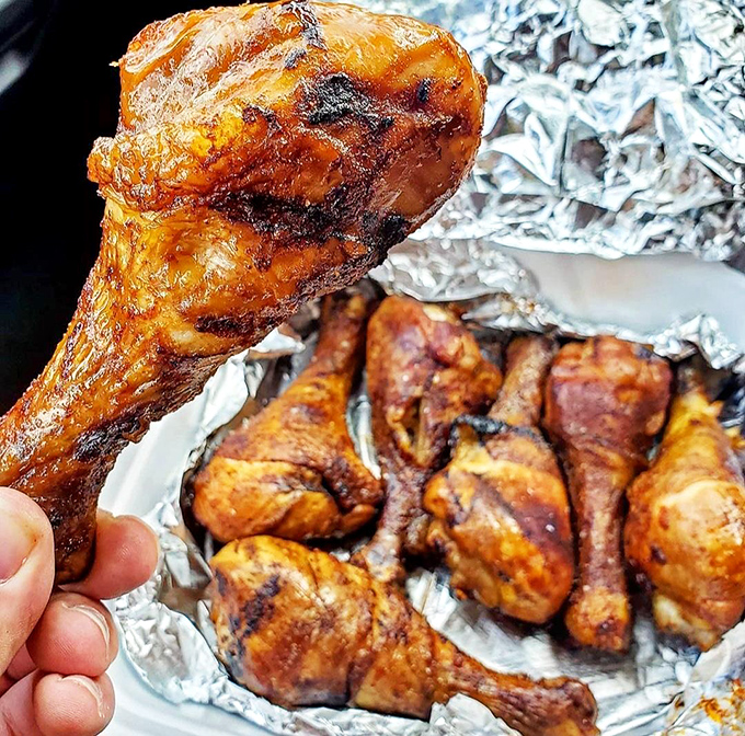 Chicken that's had a proper introduction to smoke and fire. That skin is what crispy dreams are made of.