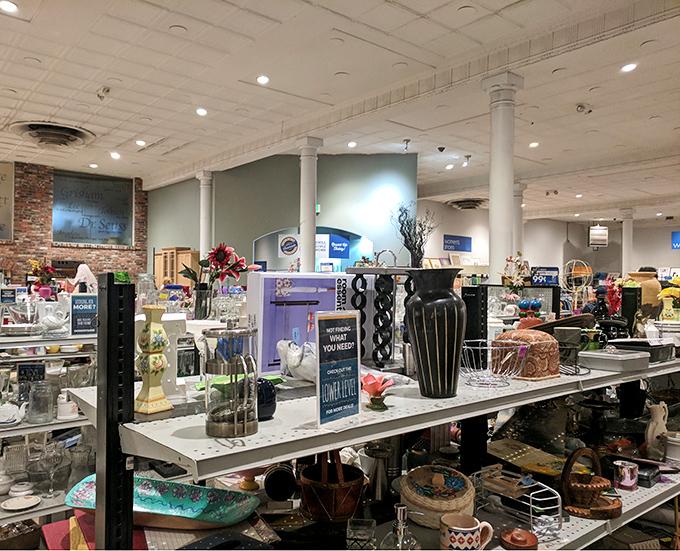 Vases, frames, and curios&mdash;the decor section resembles a museum of American design trends where everything has a price tag.