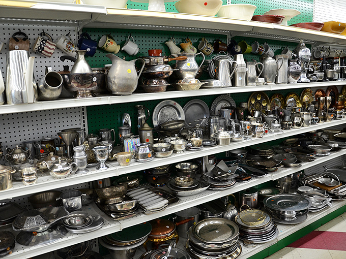 Silver and pewter treasures await the discerning eye. These serving pieces have poured, scooped, and presented their way through countless celebrations.