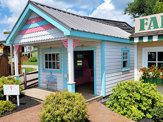 This charming ice cream shop looks like it was plucked straight from a Norman Rockwell painting. Calories don't count when they're consumed in such adorable surroundings.